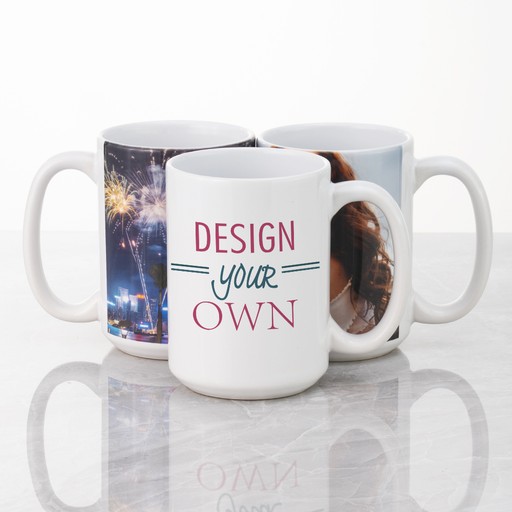 15 oz Custom White Coffee Mug | Personalized 15 oz Coffee Mug | VivoPrint
