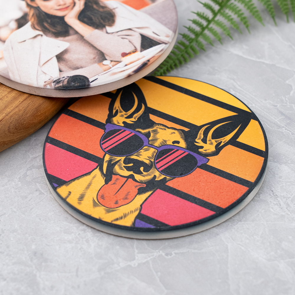 Personalized Sandstone Coasters. Custom Circle Photo Coaster | VivoPrint