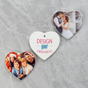 3'' Custom Ceramic Heart Shaped Ornament | Personalized Heart Ornament ...