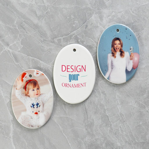 Custom Ceramic Oval Shaped Ornament | Personalized Oval Ornament ...