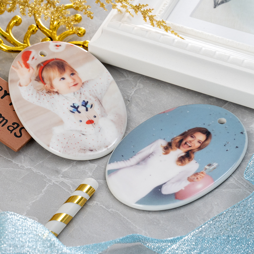 Custom Ceramic Oval Shaped Ornament | Personalized Oval Ornament ...