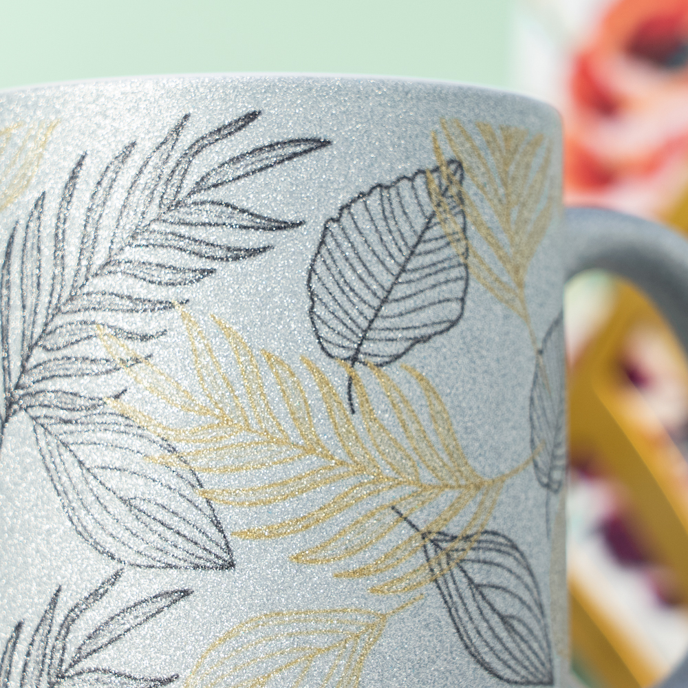 Custom metallic silver ceramic mug – personalize your own mug