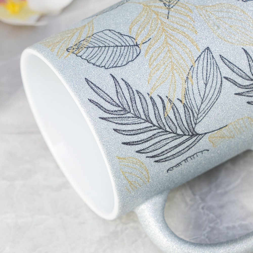 Custom metallic silver ceramic mug – personalize your own mug