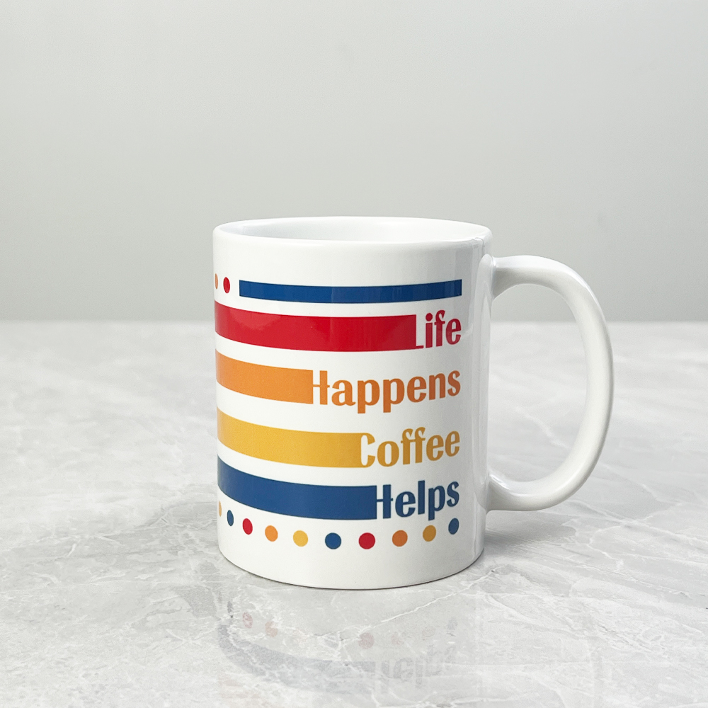 "Life Happens Coffee Helps" Retro Ceramic Coffee Mug - Order Now!