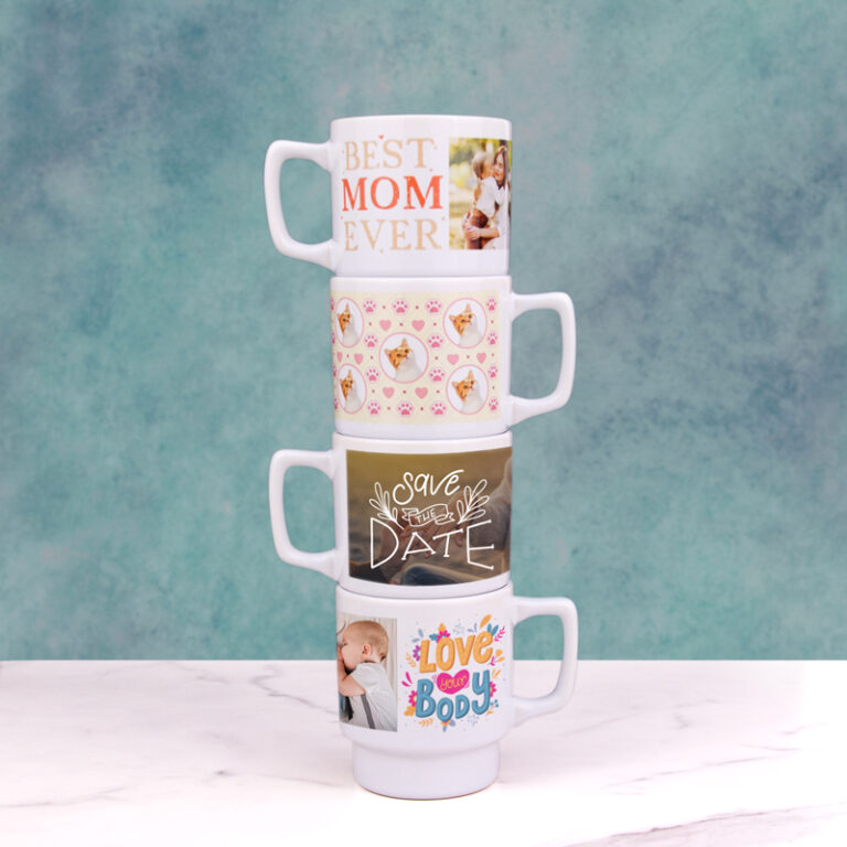 8 oz Custom Stackable Ceramic Coffee Mug - Compact & Stylish | Vivoprint